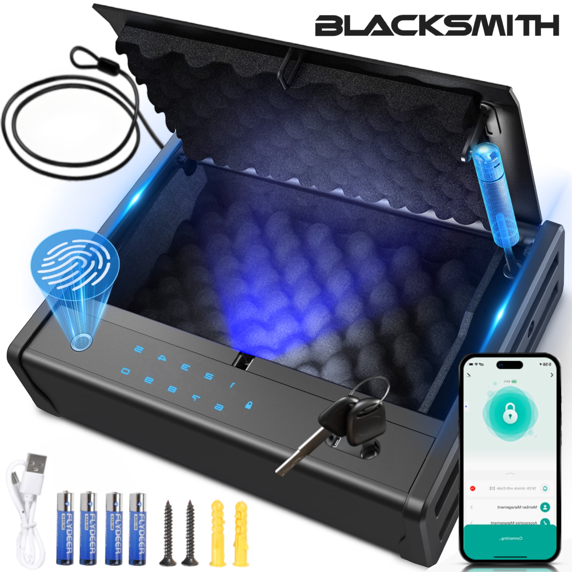 Gun Safe,Blacksmith Biometric Pistol Safe Gun Locker Box with APP ...