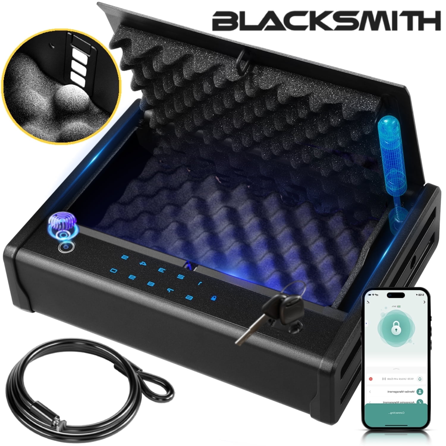 Gun Safe,Blacksmith Biometric Pistol Safe Gun Locker Box with APP ...