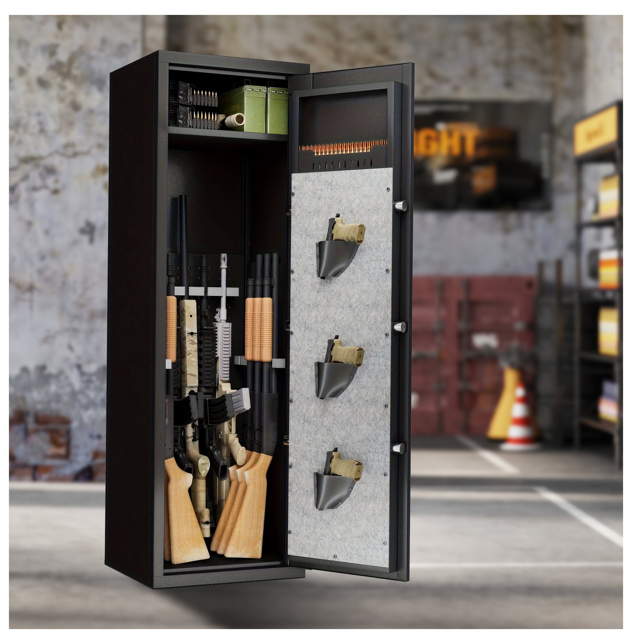 Gun Safe Cabinet with Fingerprint Lock, Rifle & Pistol Safe, Heavy Duty ...