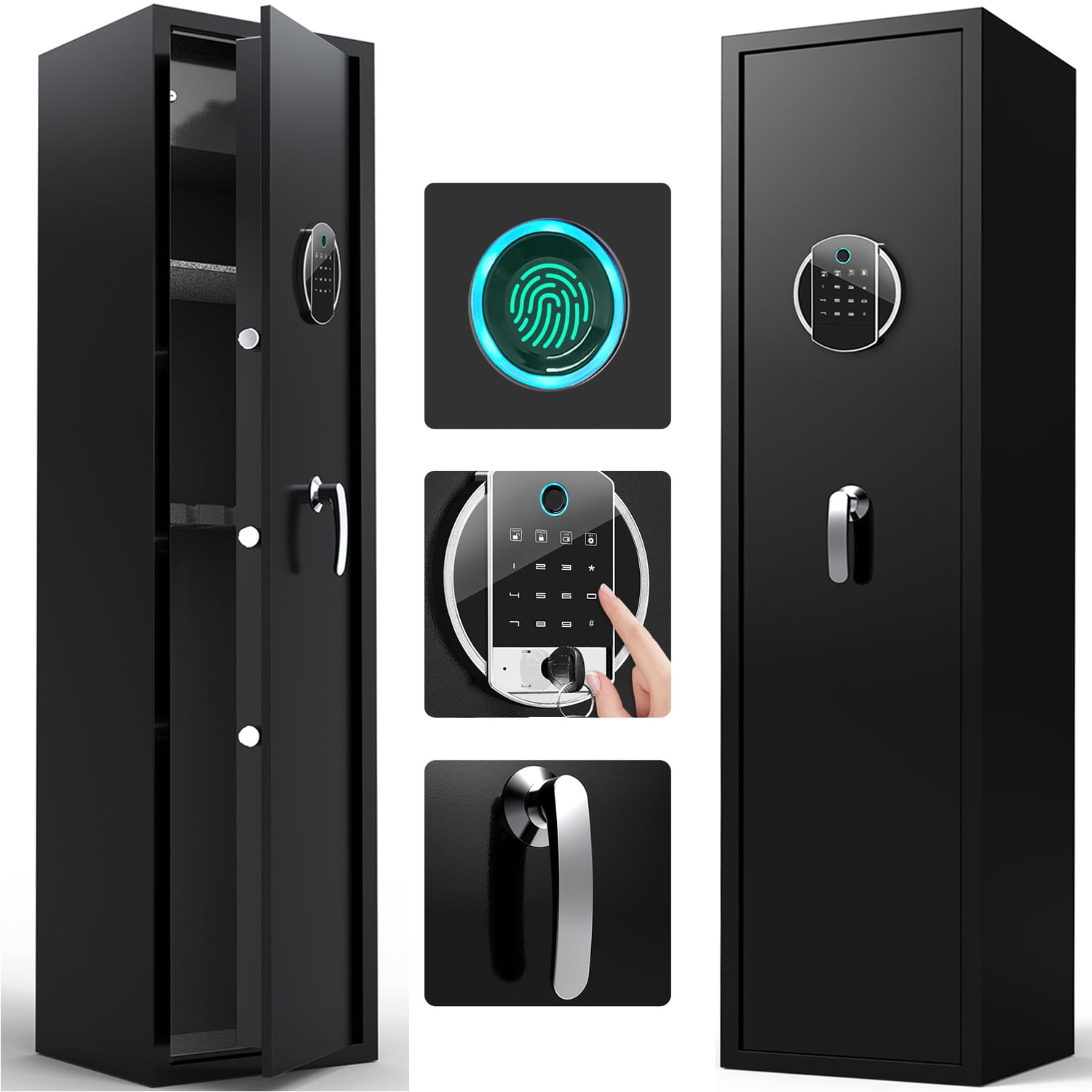 Biometric 5-Gun Safe with Fingerprint Access, 3 Pistol Bags, Digital ...