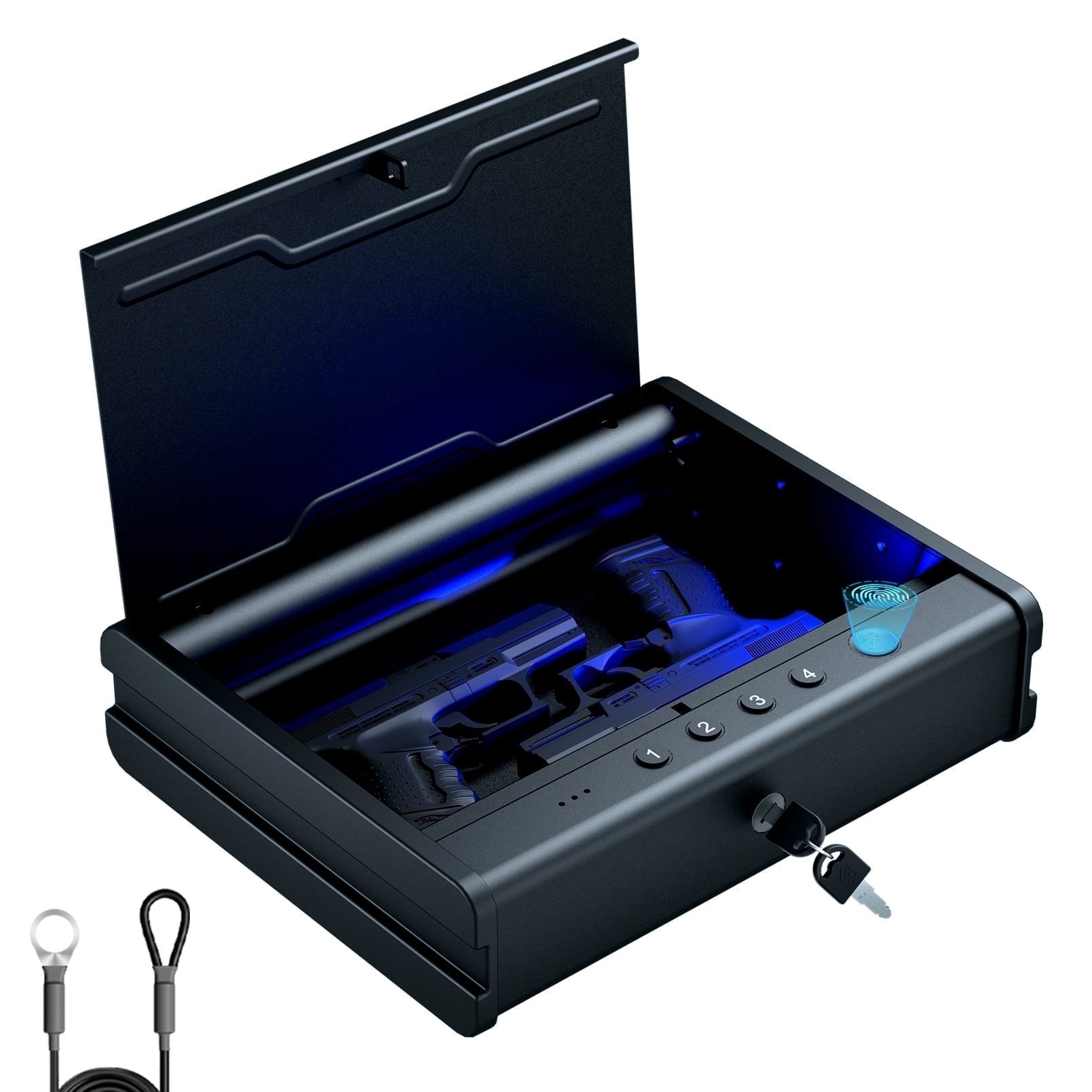 PINEWORLD Gun Safe for Handgun, Biometric, Passcode, Voice, Key ...