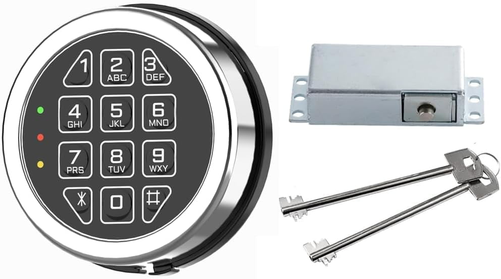 Gun Safe Lock Replacement Solenoid Lock with 2 Override Keys Chrome ...