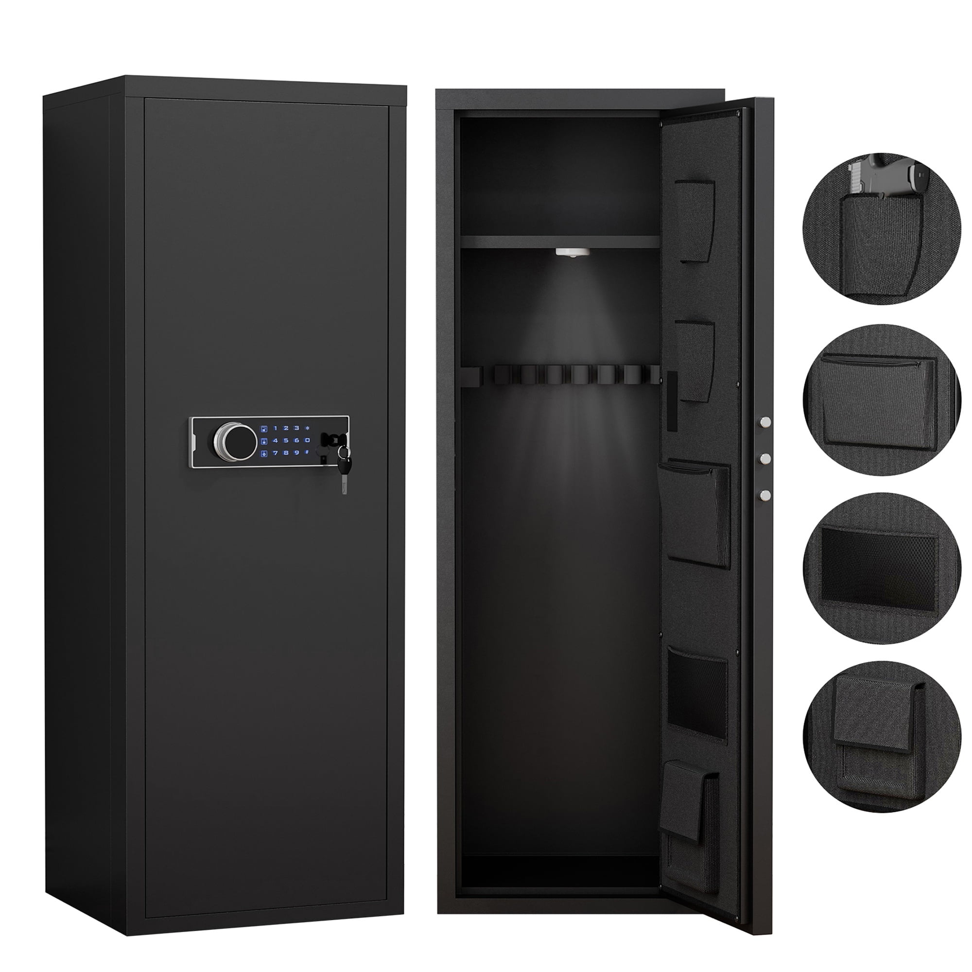 SESSLIFE Quick Access Gun Safe, Home Security Cabinet for 5 Rifles & 3 ...