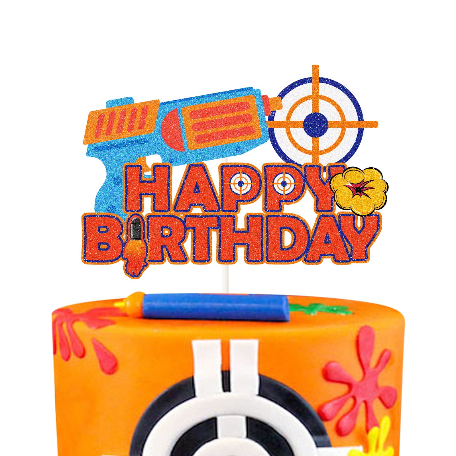 Gun Target Cake TWE5 Topper Dart War Happy Birthday Cake Topper,Nerf ...