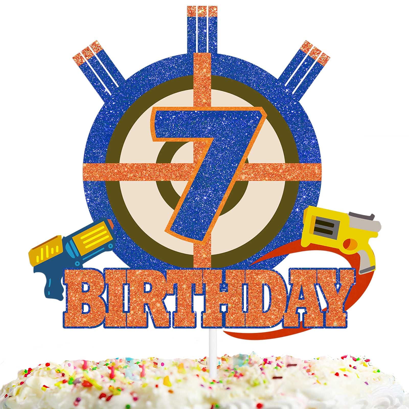 Gun Target CakeTRDN Topper Pick for Boys Girls 7th Birthday Dart Bullet ...