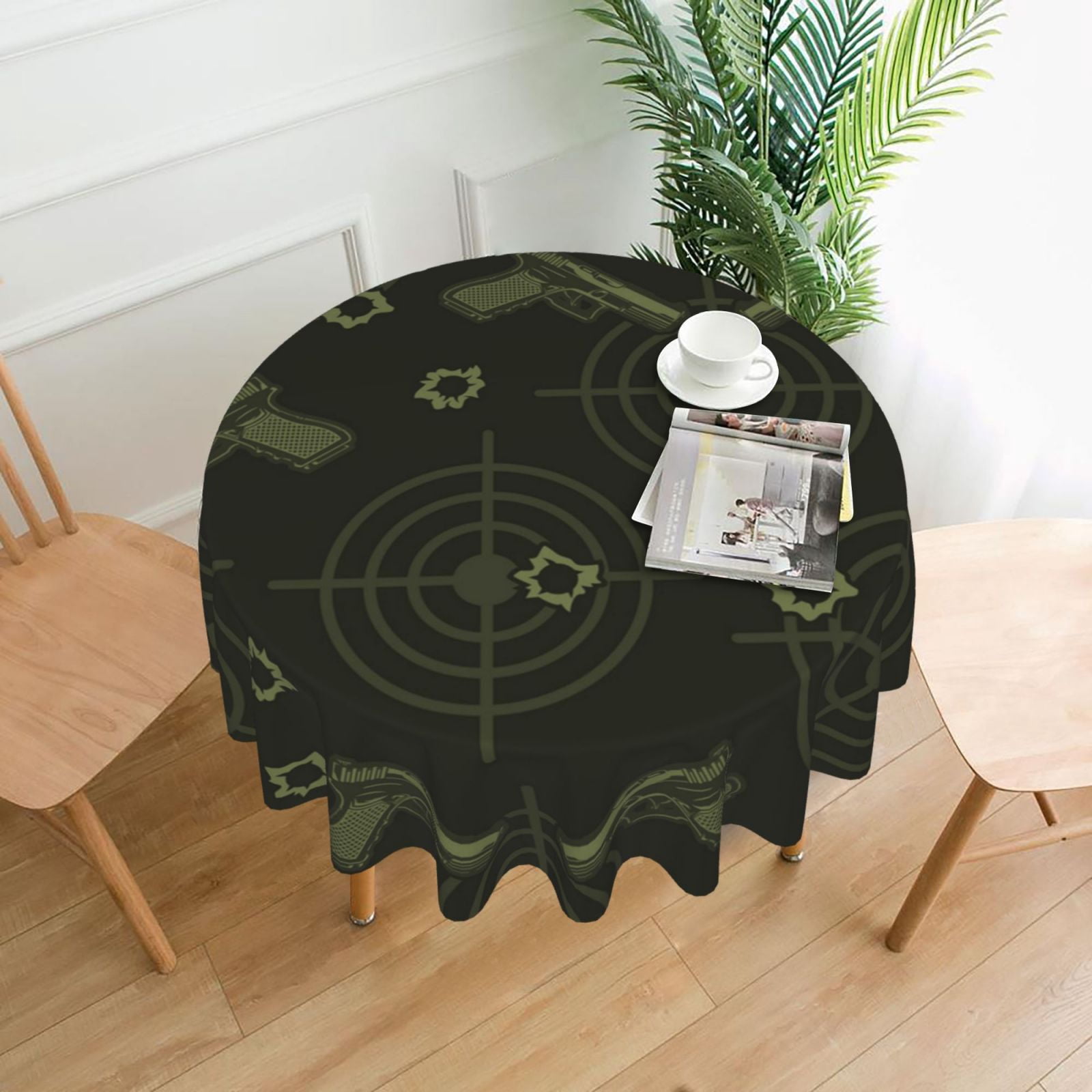 Gun Target Vintage Tablecloths Round 60 inch Fabric Table Cloth Cover ...