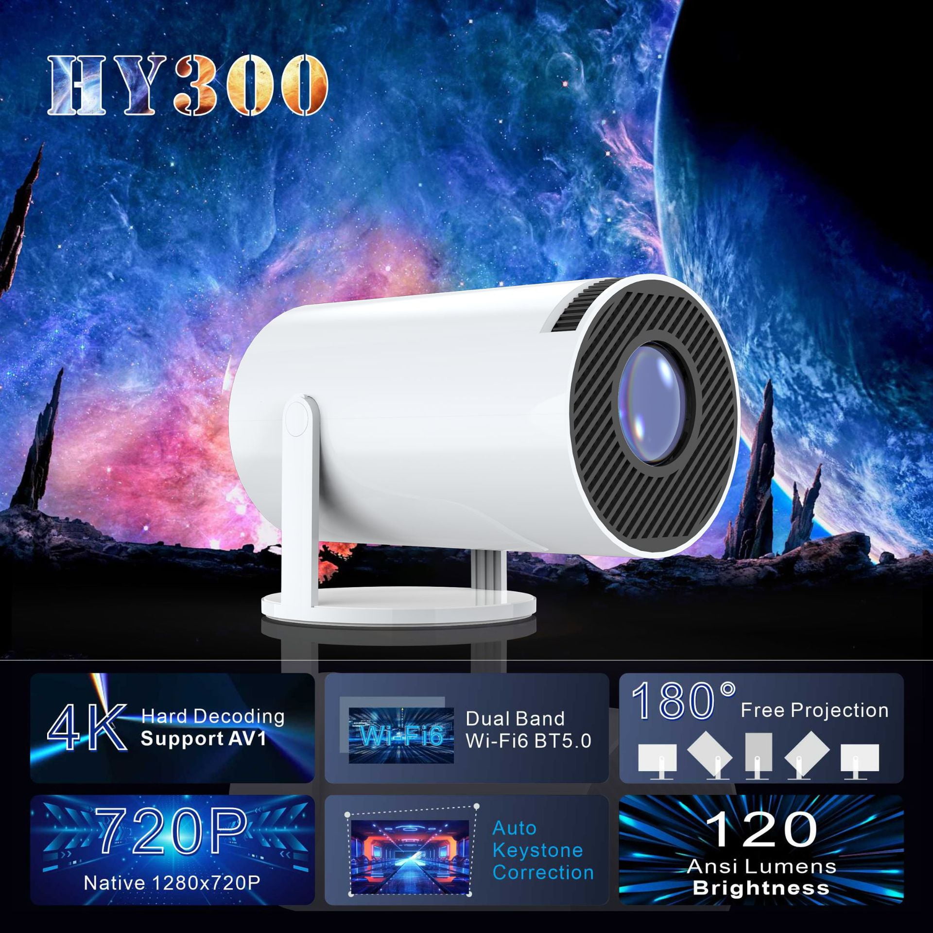 Gun barrel HY300 projector 4K high-definition projector adjustable ...