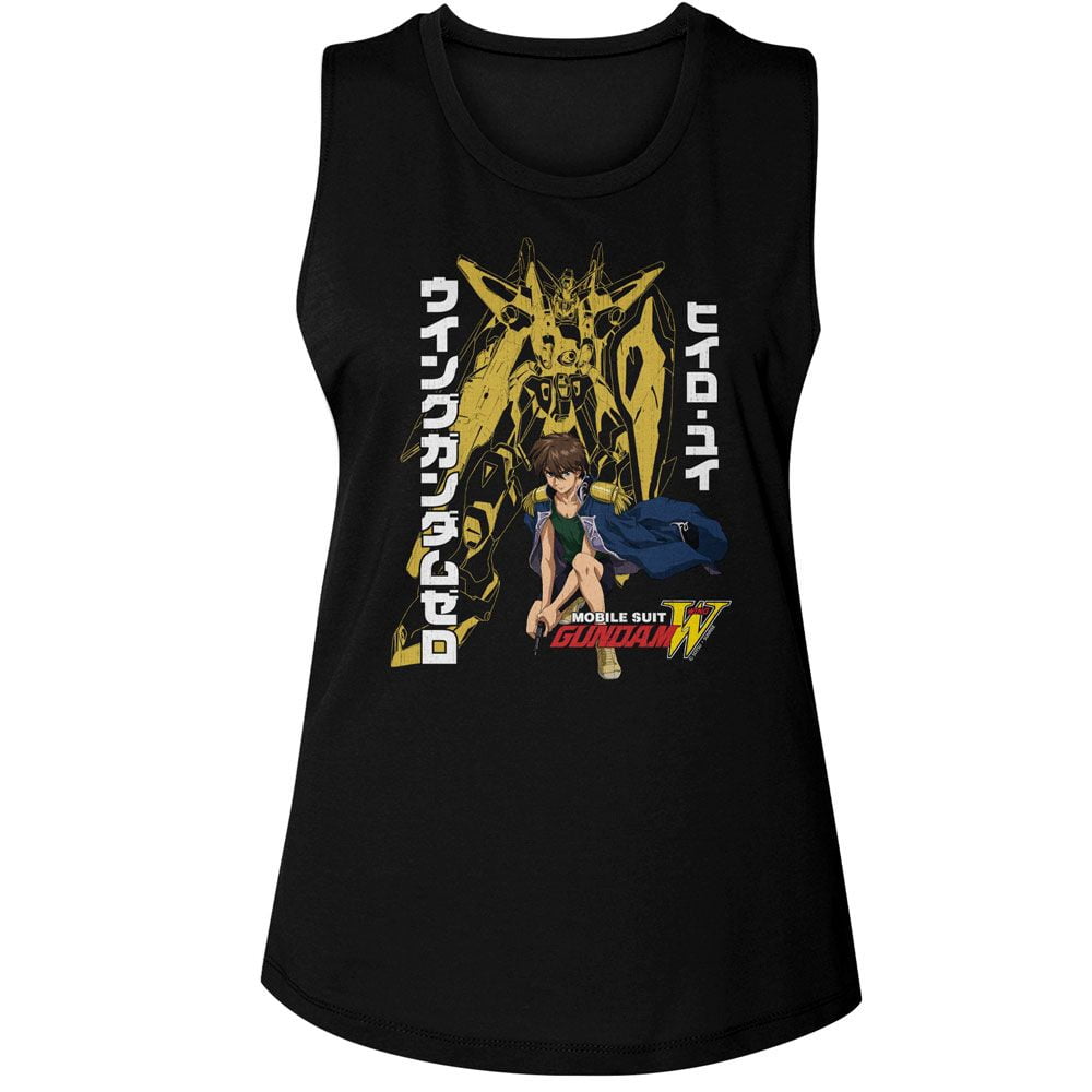 Gundam Heero Yuy And Wing Gundam Zero Black Women's Muscle Tank T-Shirt ...