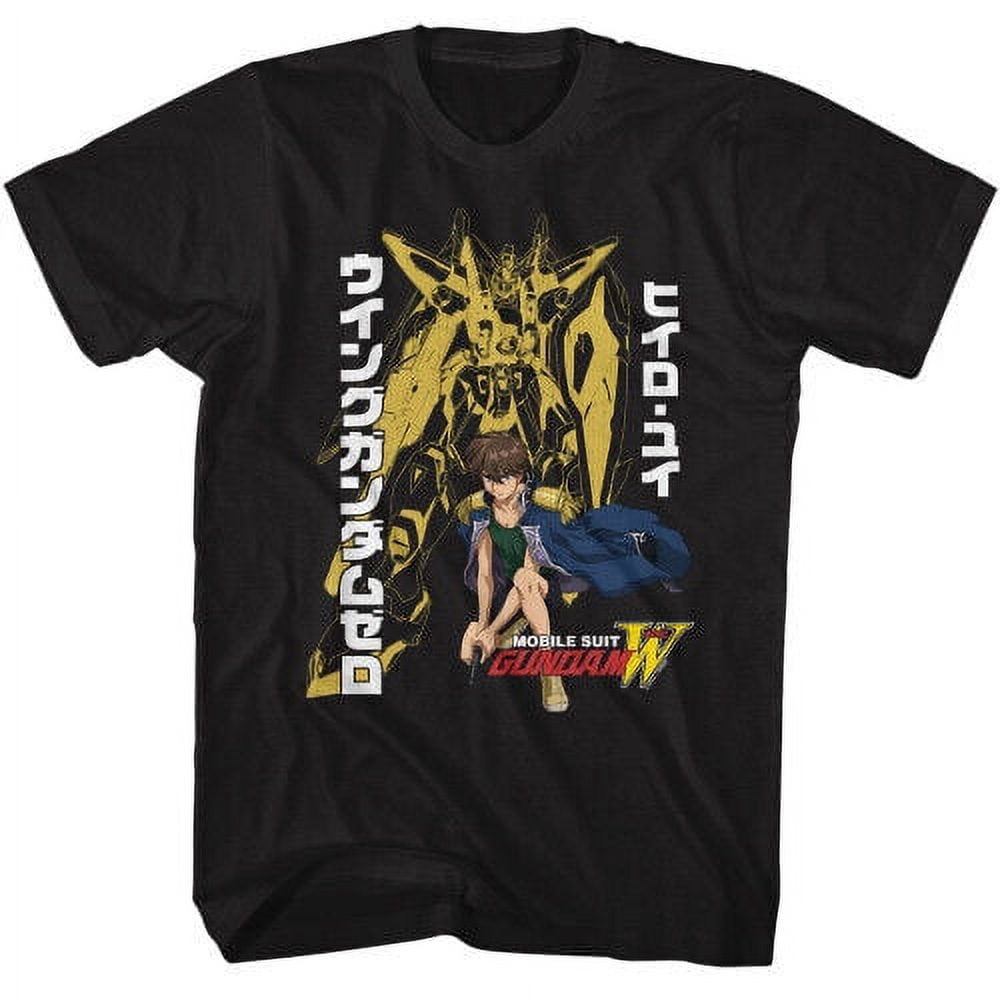 Gundam Heero Yuy and Wing Gundam Zero Black T-Shirt - Walmart.com