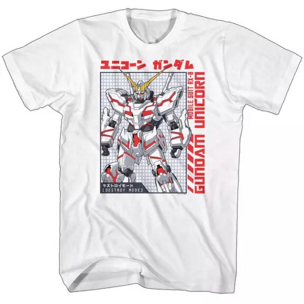 Gundam Japanese Military Anime Merch Mobile Suit Rx-8 Unicorn Men's T ...