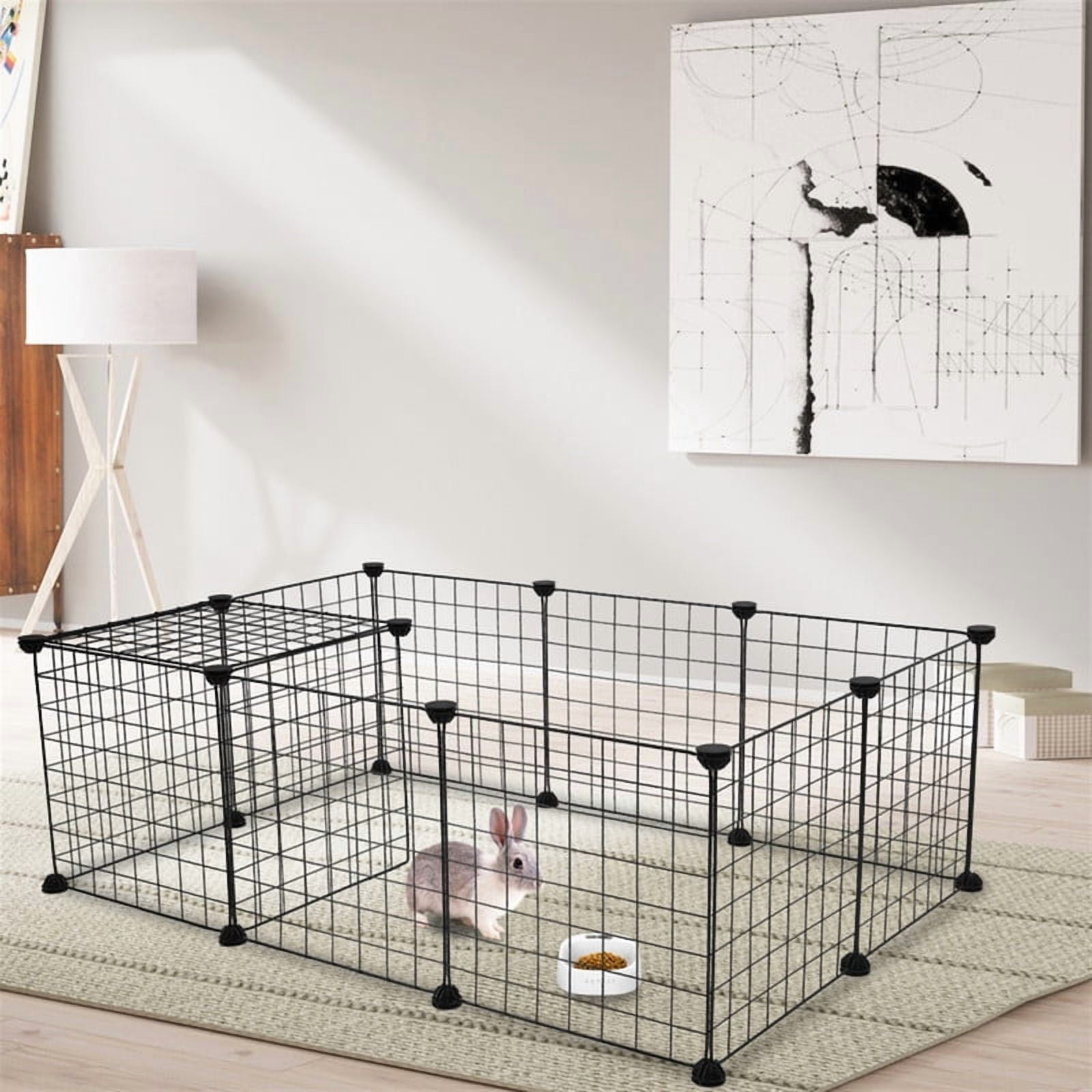 Gundir 12 Panels Pet Playpen, Transparent Plastic Small Animal Playpen ...