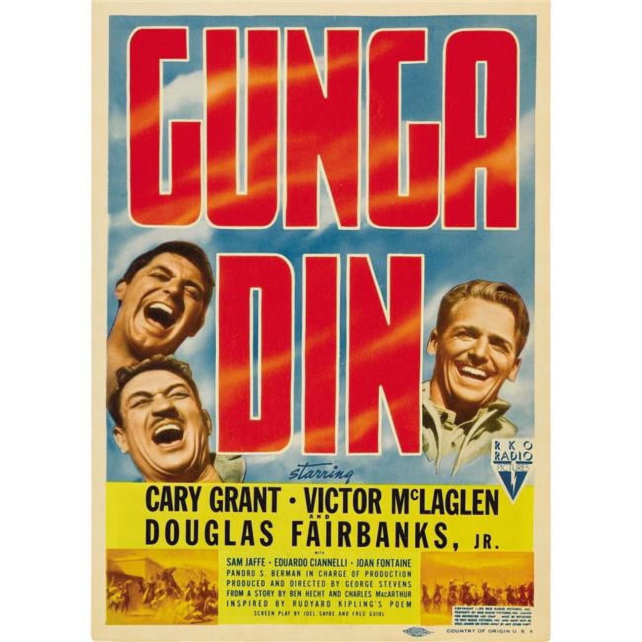 Gunga Din Left From Top - Cary Grant Victor Mclaglen Right - Douglas ...