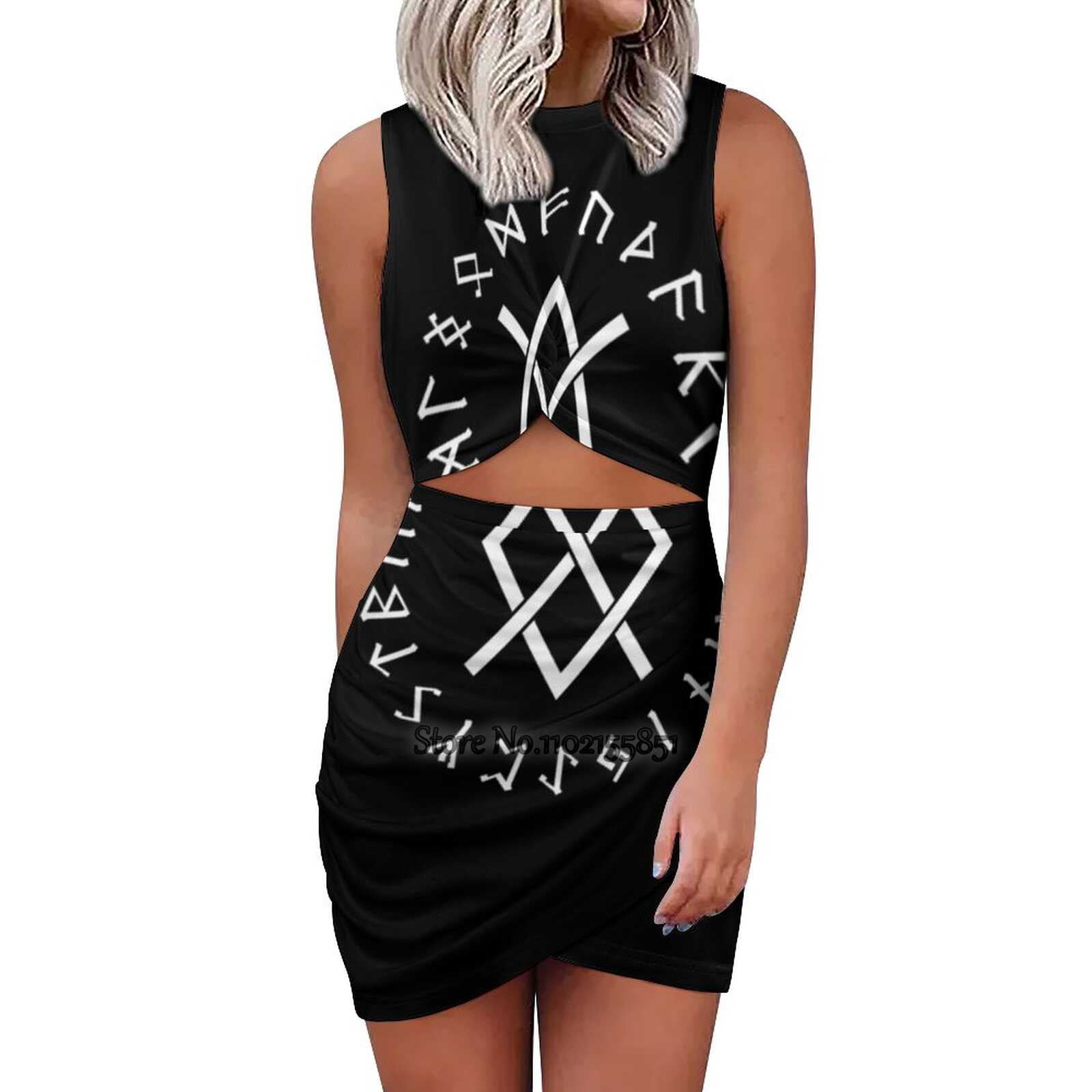 Gungnir Norse Odin Viking Elder Futhark Runes Square Neck Dress Summer ...
