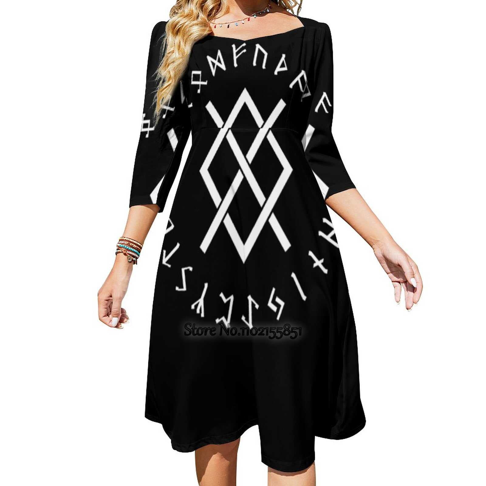 Gungnir Norse Odin Viking Elder Futhark Runes Square Neck Dress Summer ...