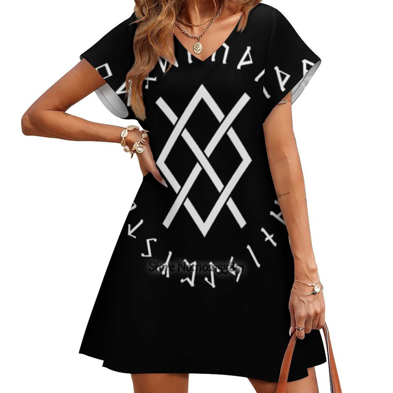 Gungnir Norse Odin Viking Elder Futhark Runes Square Neck Dress Summer ...