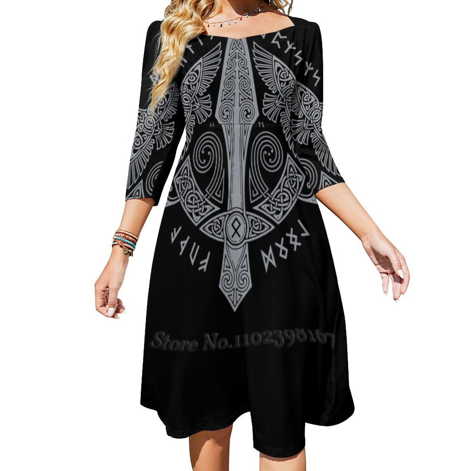 Gungnir Sweetheart Knot Flared Dress Fashion Design Large Size Loose ...