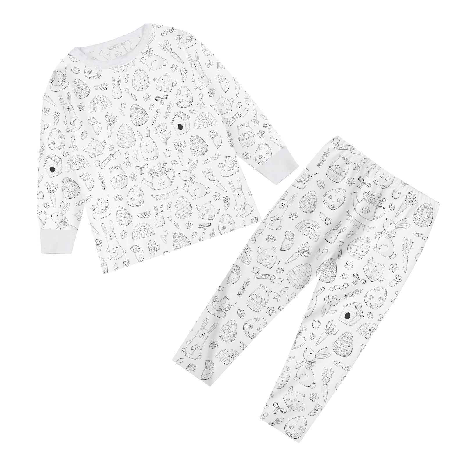 Gunia Boys Girls Easter Pajamas Easter Long Sleeve Pants Bunny Egg ...