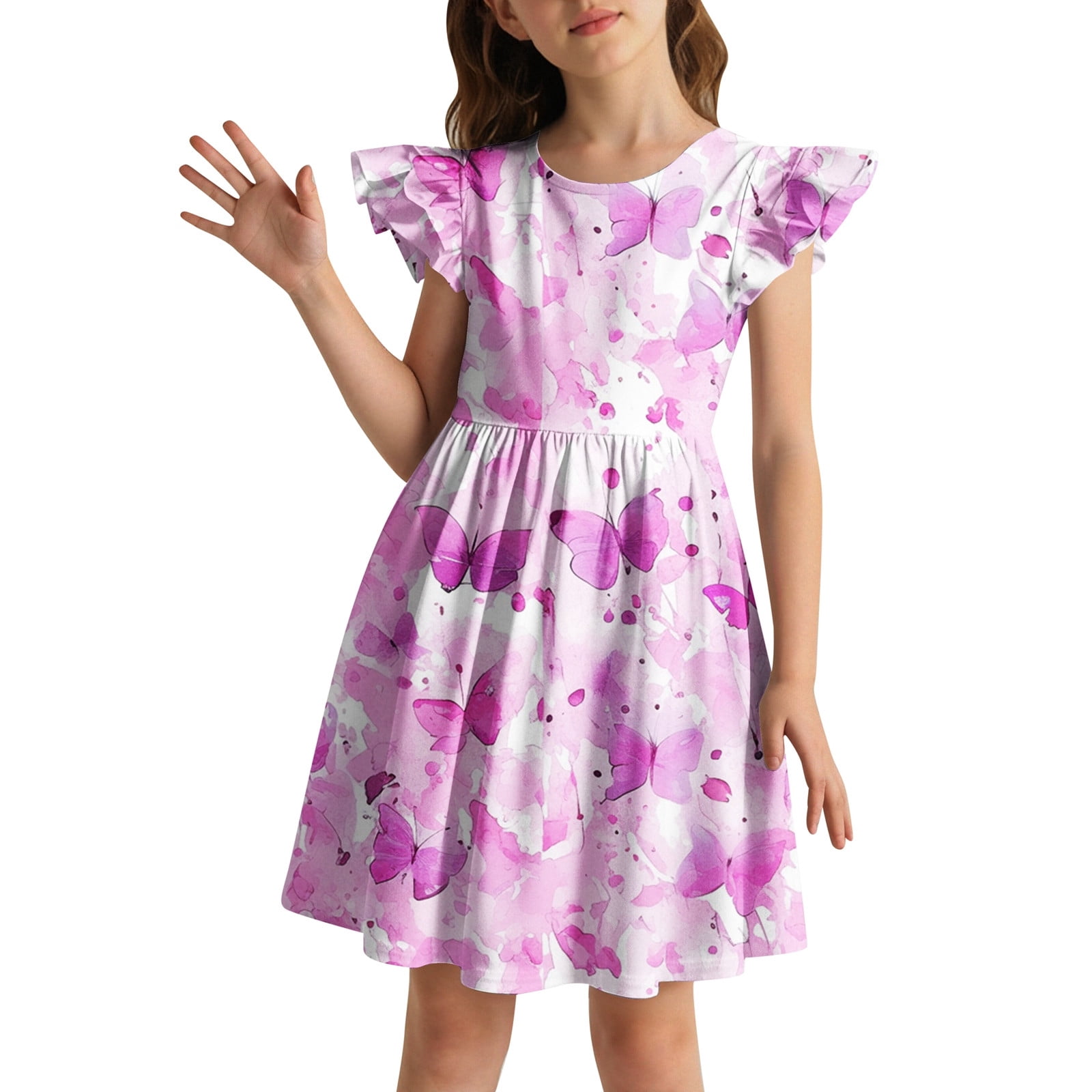 Gunia Flower Girl Dresses Floral Print Casual Short Sleeve Kids Age 3 ...