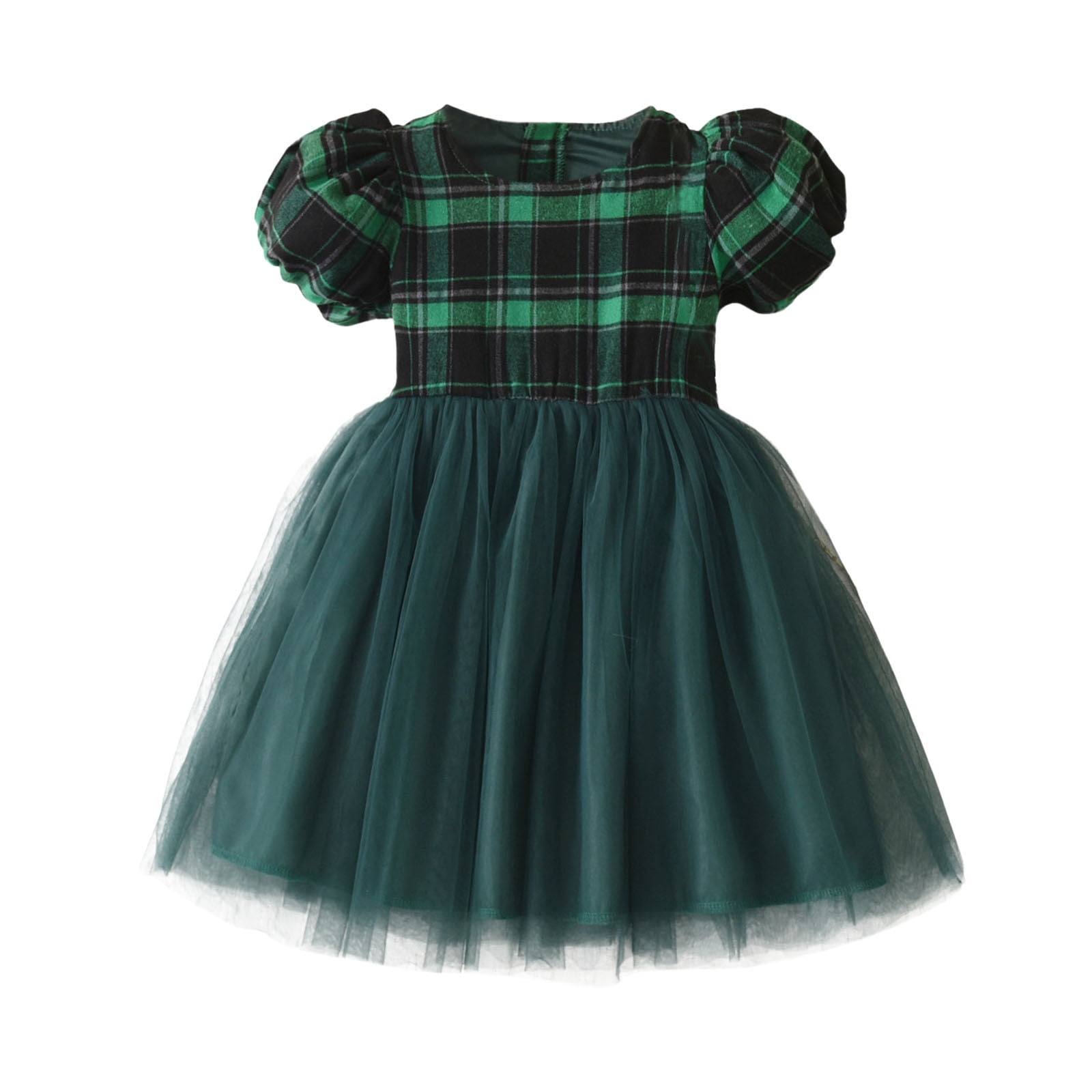 Gunia Flower Girl Dresses For Wedding Short Sleeve Plaid Prints Holiday ...