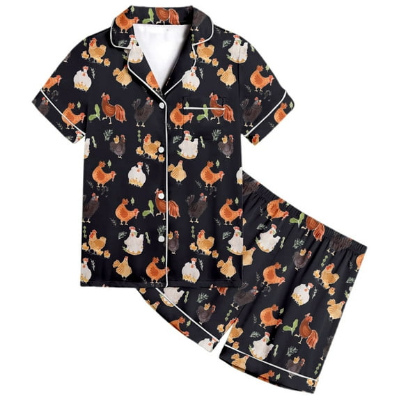 Gunia Girl Pajamas Animal Chicken Pattern Boys Pattern Printed Short ...