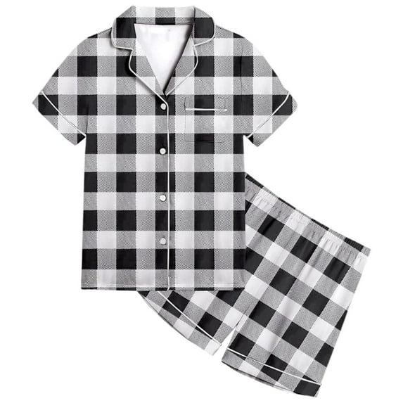Gunia Girl Pajamas Boys Pattern Printed Short Sleeve Button Down Shorts ...