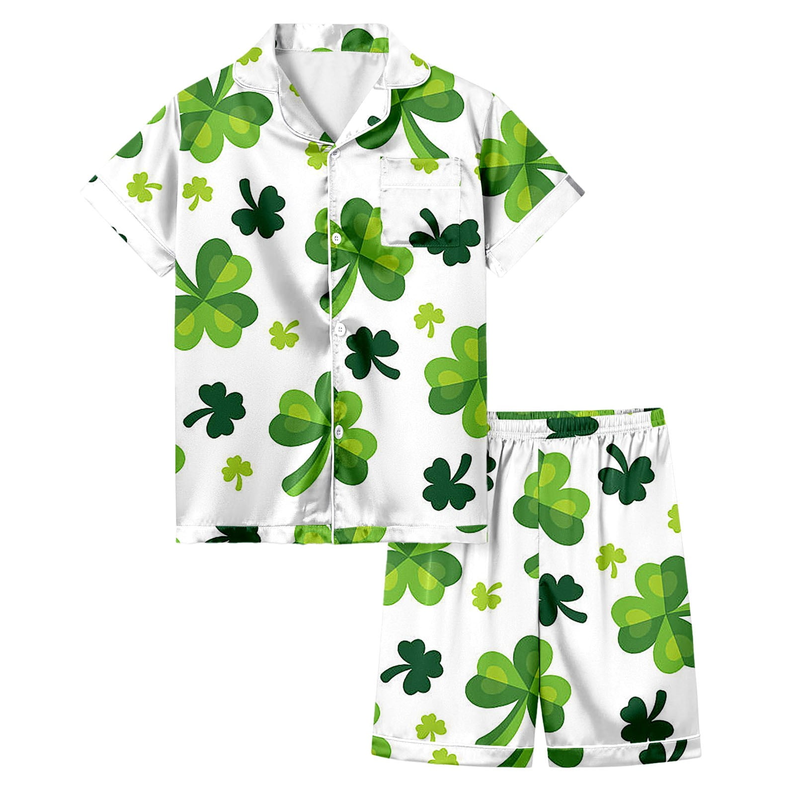 Gunia Girl Sleepwear St. Patrick'S Day Printed Pajamas Short Sleeved Button Top Shorts Home ...