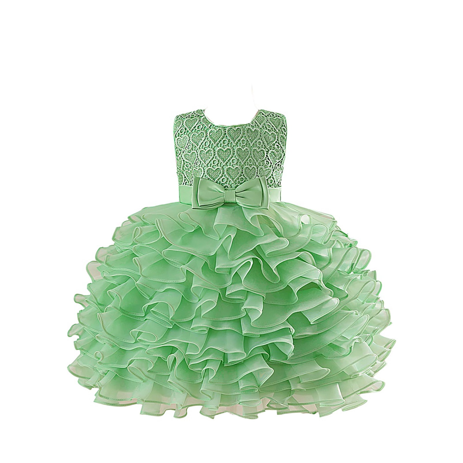 Gunia Girls Dress Bow Puffy Tiered Cake Casual Party Gown Ages 2-7 ...