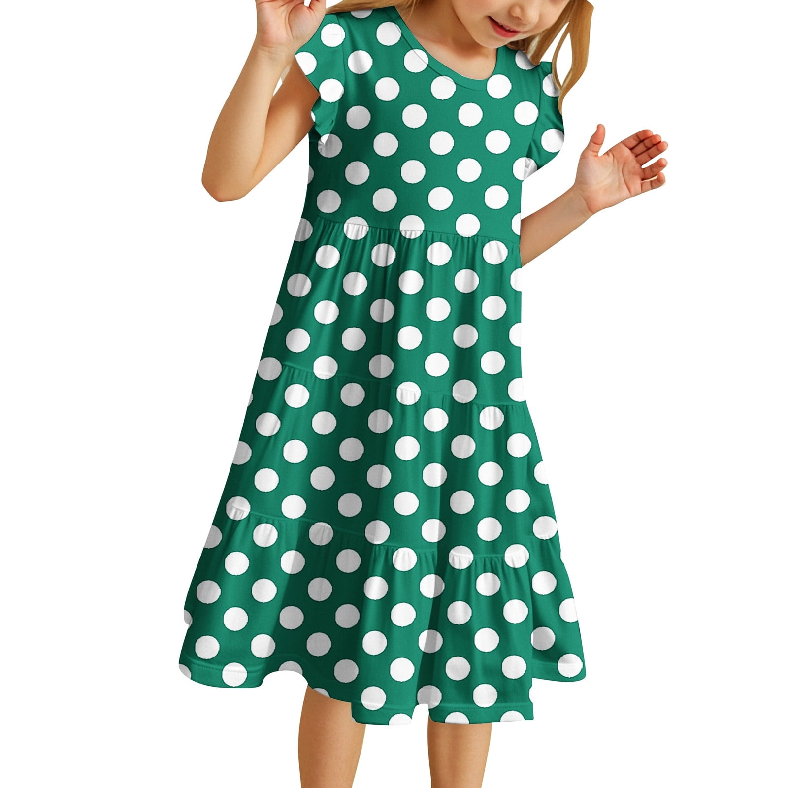 Gunia Girls Dress Casual Sleeveless Floral Dot Print Kids Age 6-15 ...