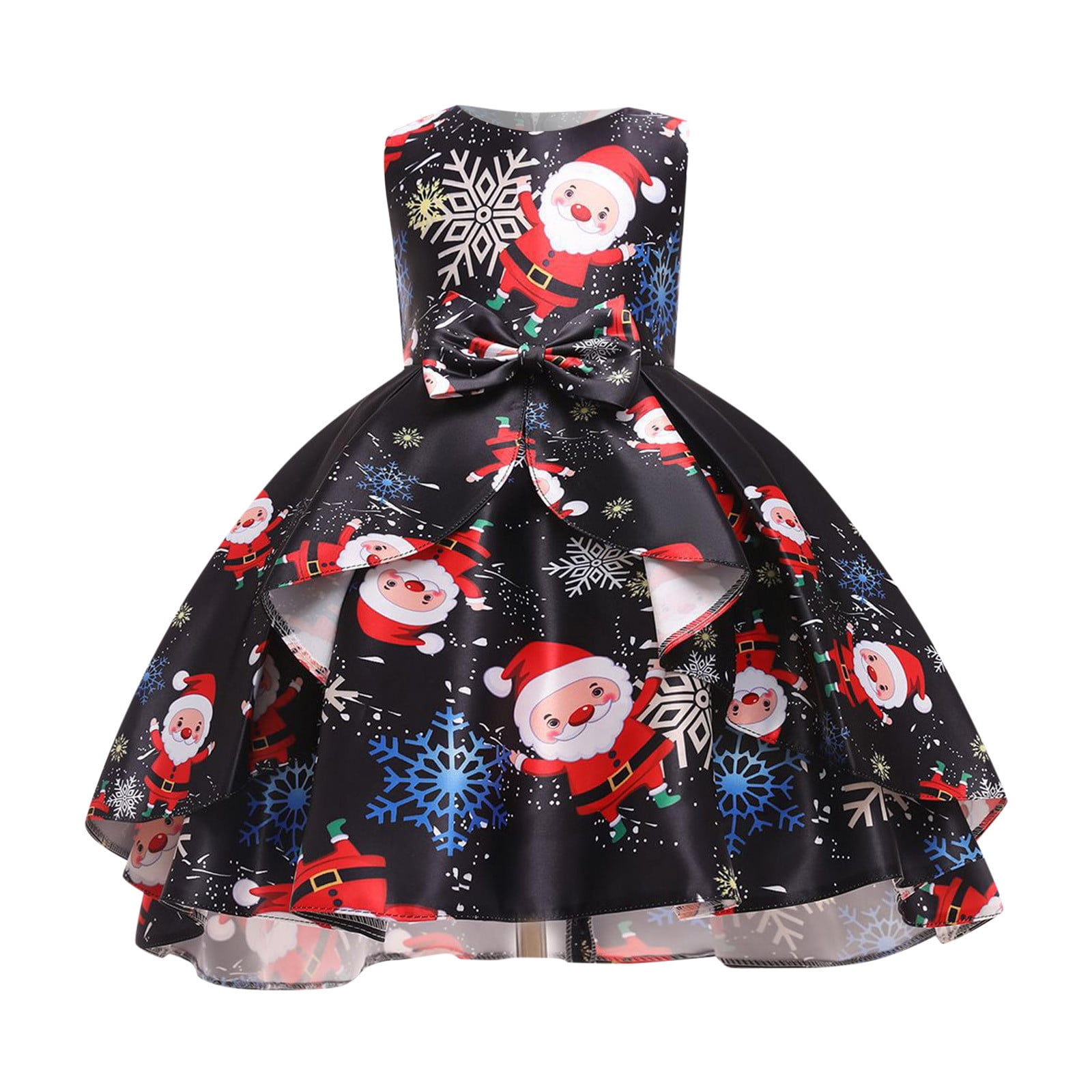 Gunia Girls Dresses For Christmas Kids Bowknot Cartoon Santa Snowflake ...