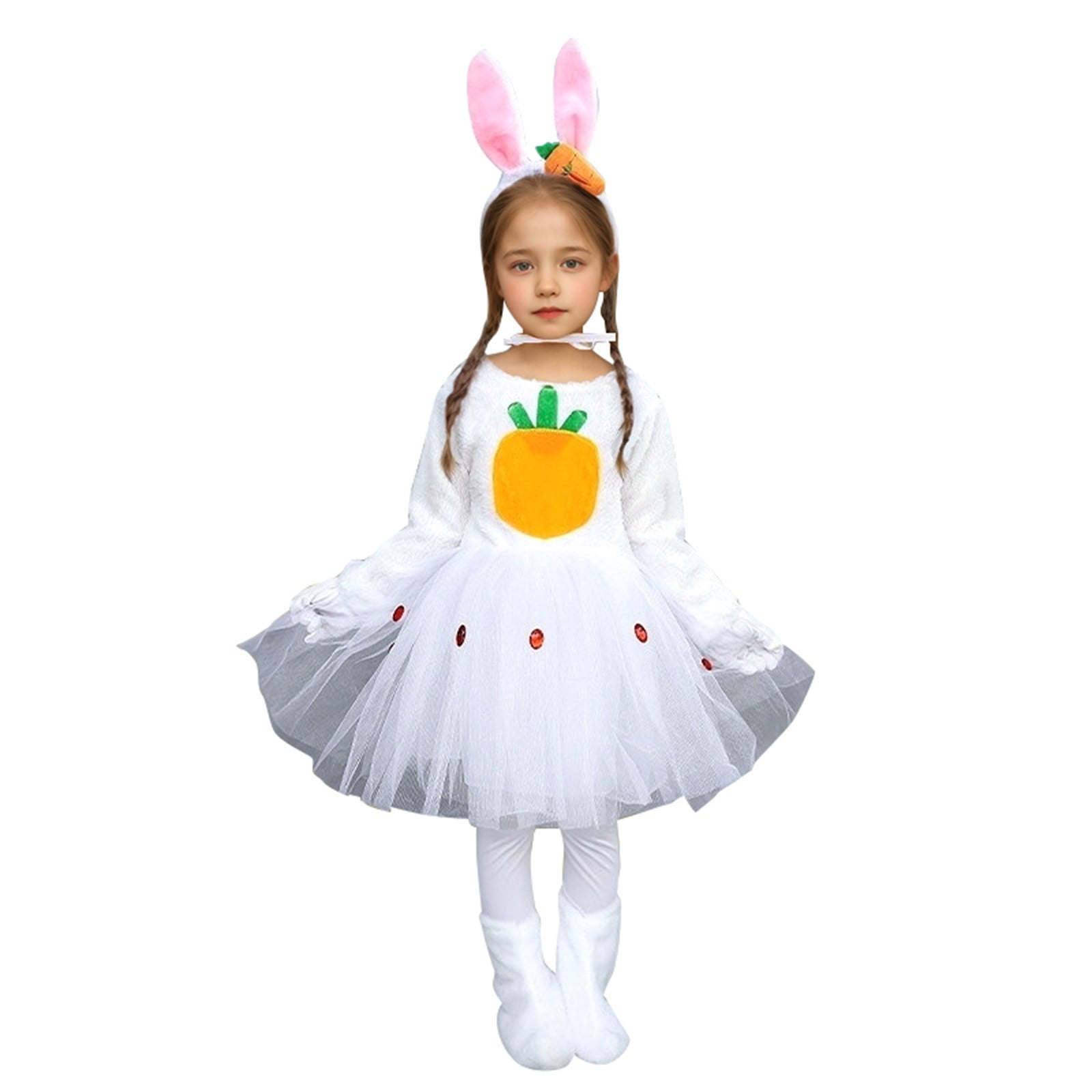 Gunia Girls Easter Outfit Bunny Print Decorative Mesh Skirt Role Play ...