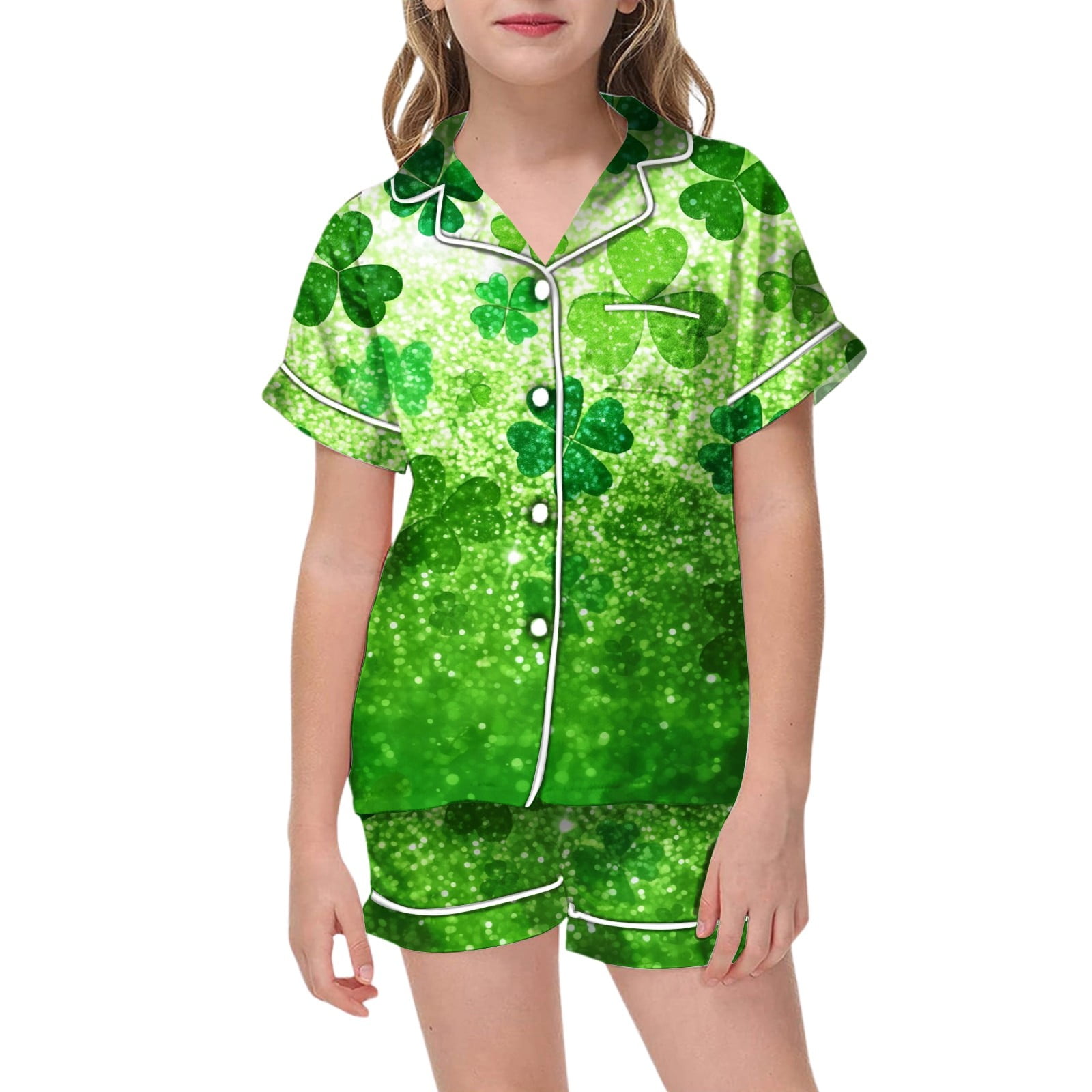 Gunia Girls Outfit St. Patrick'S Day Printed Pajamas Short Sleeved ...