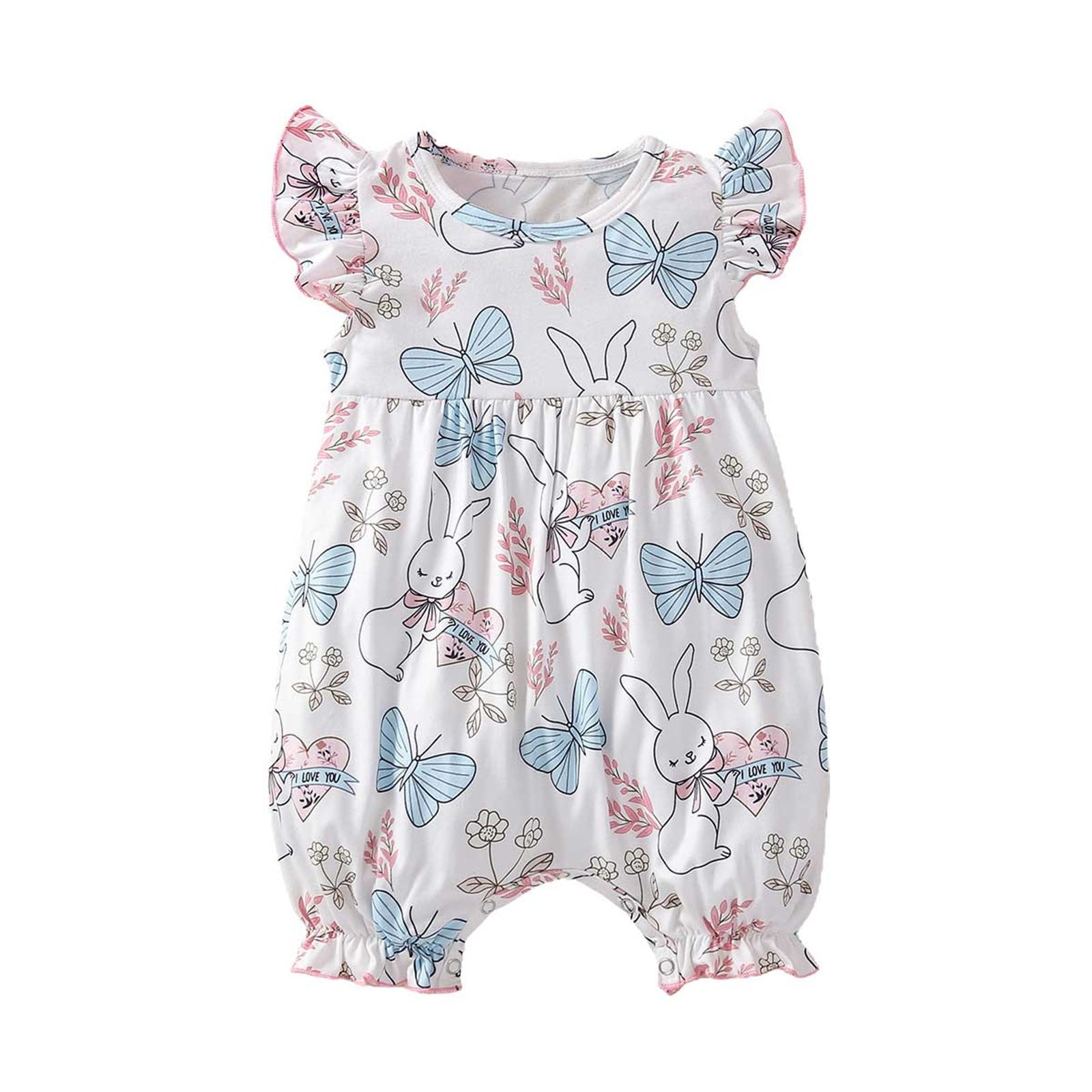 Gunia Girls Rompers,New Ruffle Sleeve Full Print Rabbit Jumpsuit Bunny ...