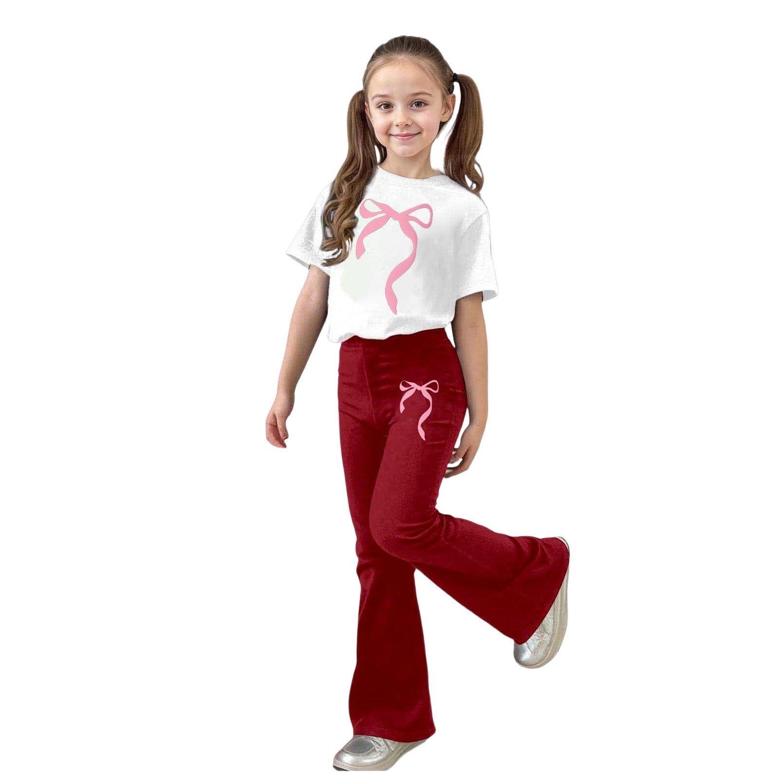 Gunia Girls Summer Outfits Stylish Casual Outfit With Bow Print Flared ...