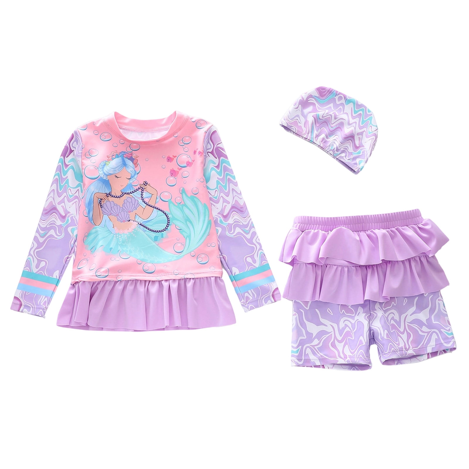 Gunia Girls Swimsuits Two Piece Design Ruffled Bow Tie Toddler Kids ...