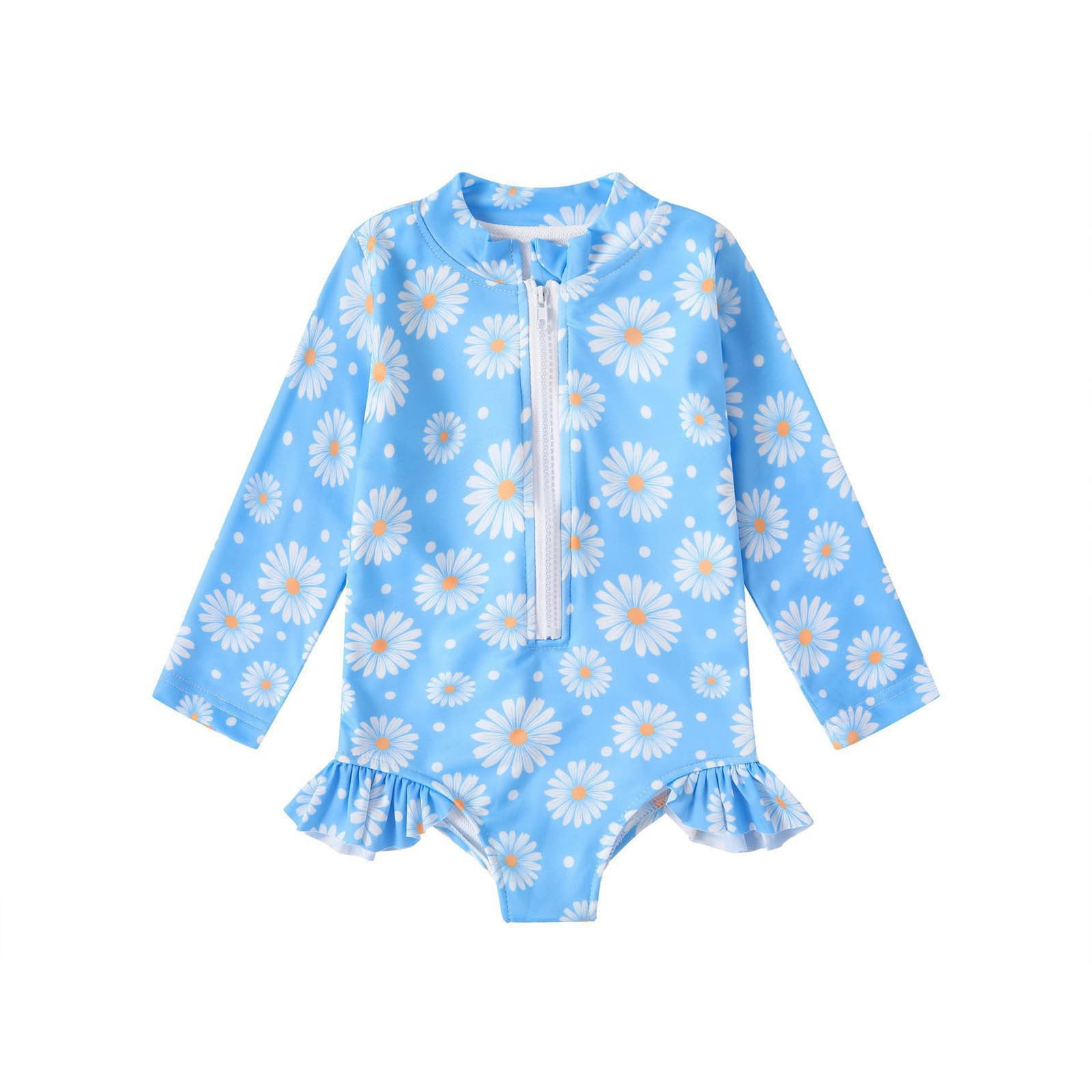 Gunia Kids Girl Swimsuit Long Sleeve Colorful Floral With Full Zip Upf ...