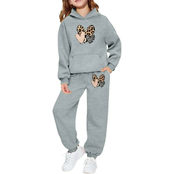 Gunia Kids Girls Tracksuit Set 2 Piece Valentine'S Day Hoodie Jogger ...