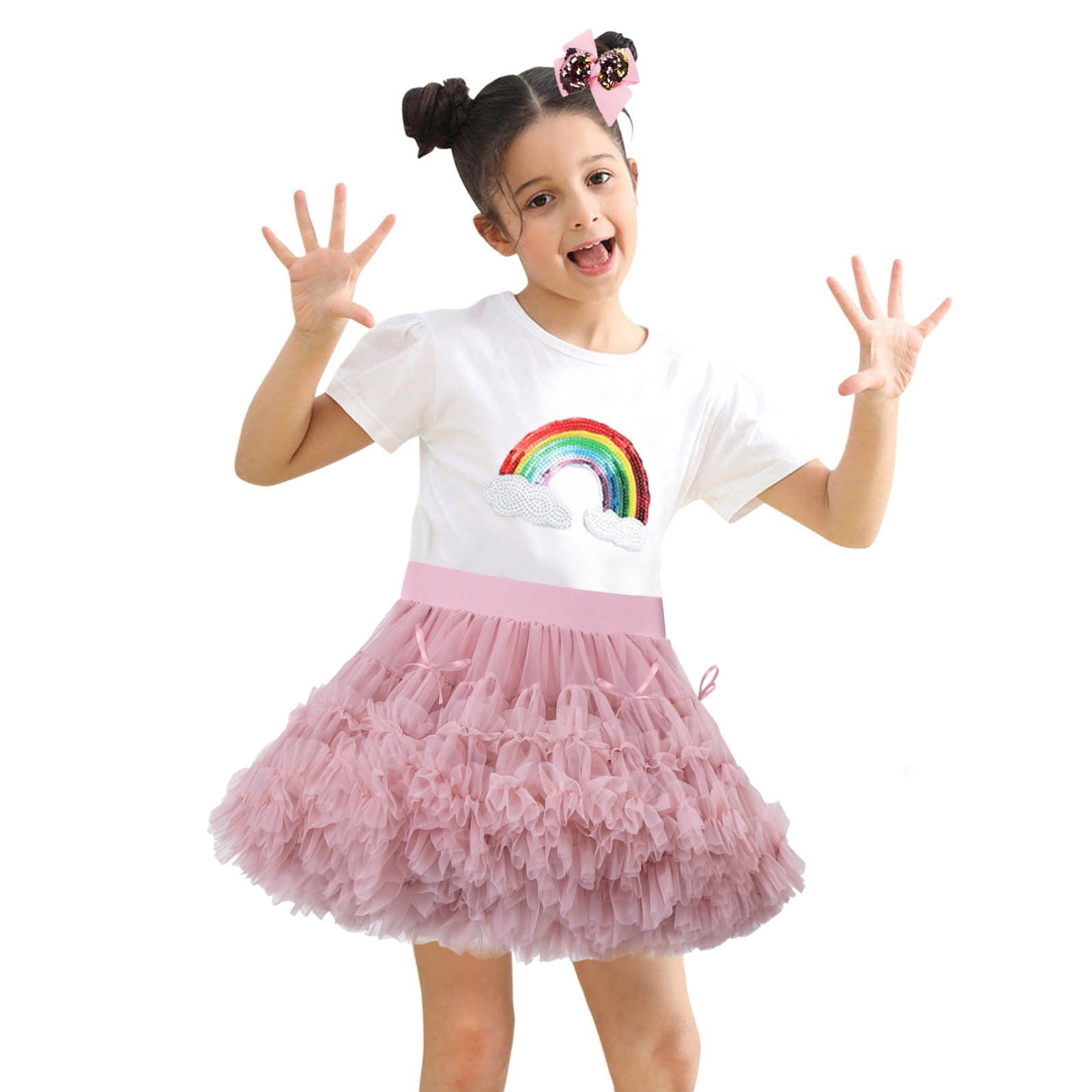 Gunia Little Girl Dresses Solid Color Bow Tutu Pink Casual 12-18 Months ...