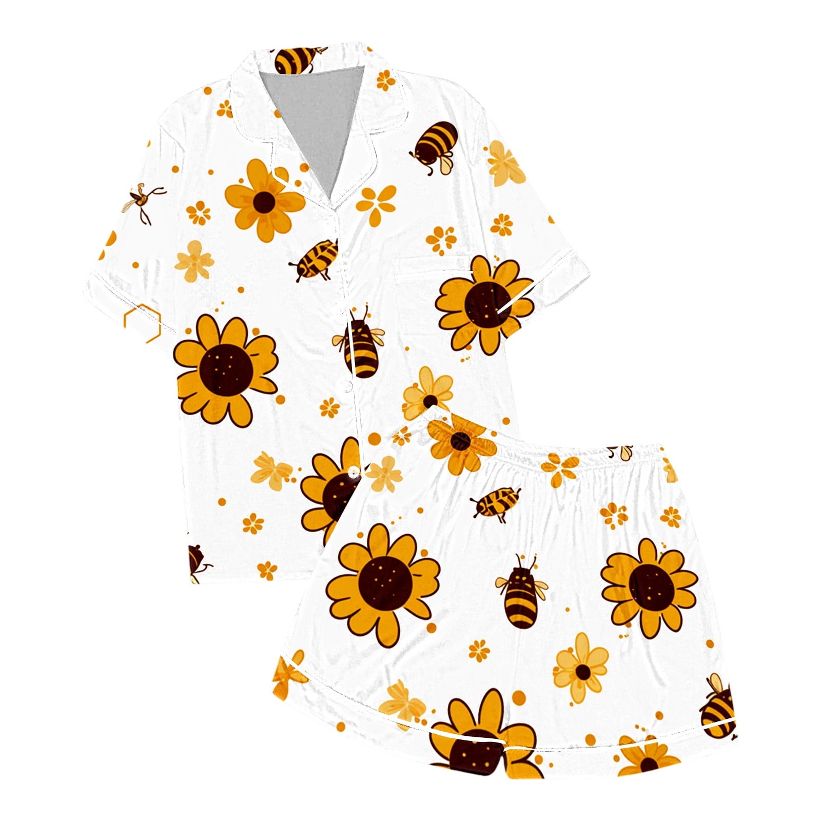 Gunia Teen Girls Outfits,Loungewear Festival Printed Silk Pajama Short Sleeve Set Sleepwear ...