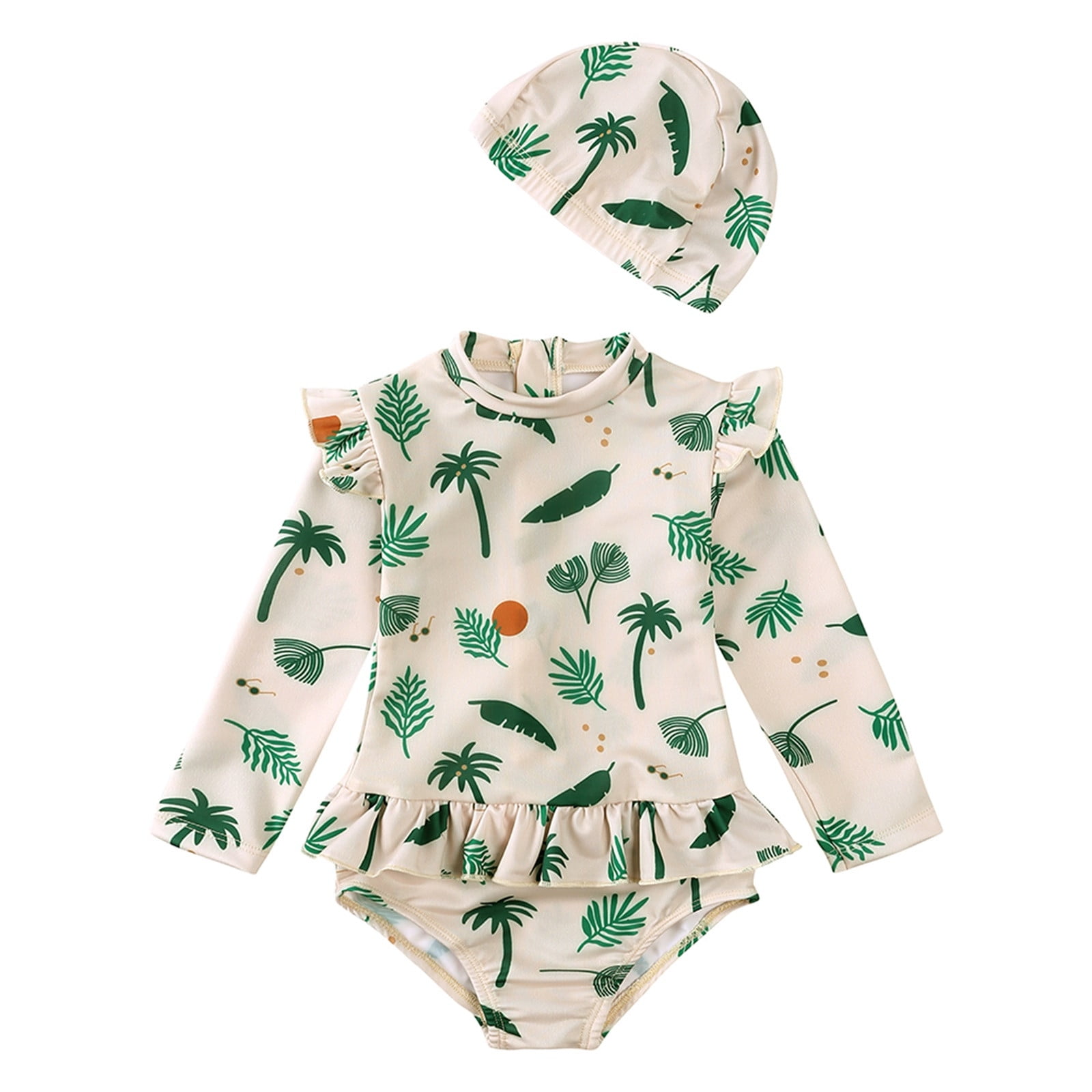 Gunia Toddler Girl Swimsuit Kids Floral Long Sleeve 1 Piece Bathing ...