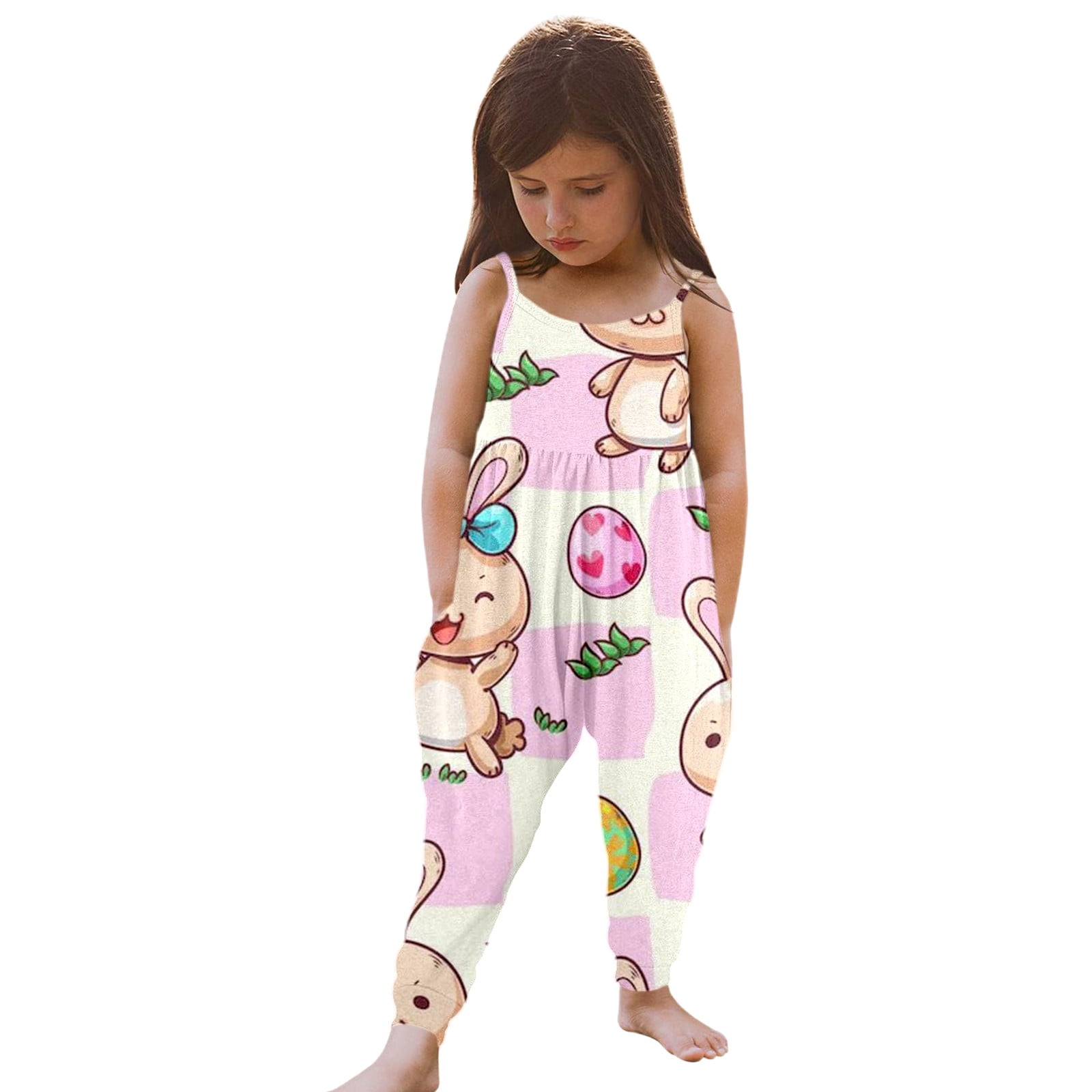 Gunia Toddler Girls Easter Jumpsuit Outfits Casual Bunny Rabbit Egg ...