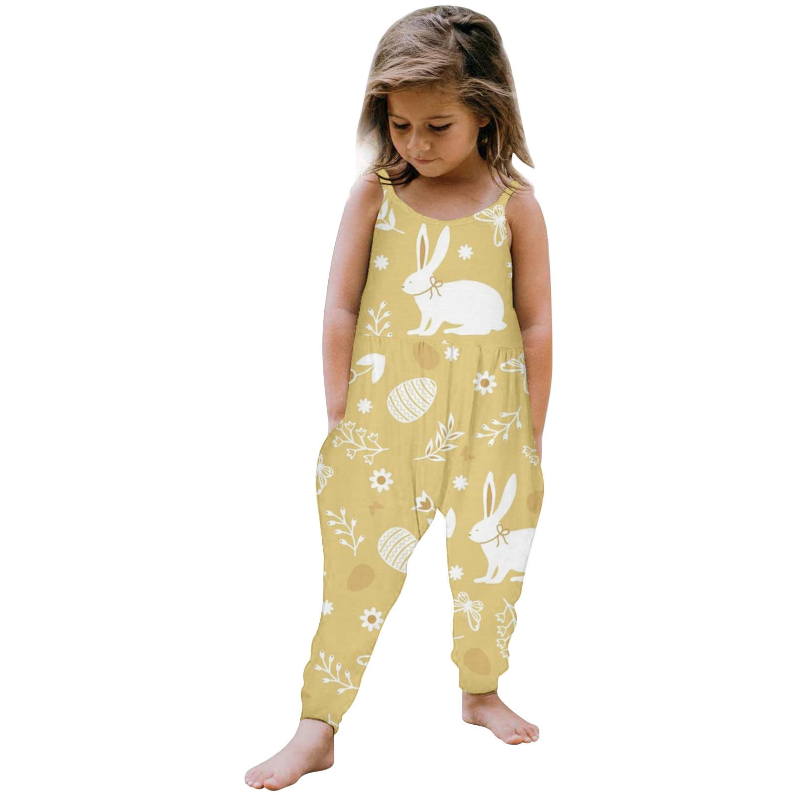 Gunia Toddler Girls Easter Jumpsuit Outfits Kids One Piece Floral ...