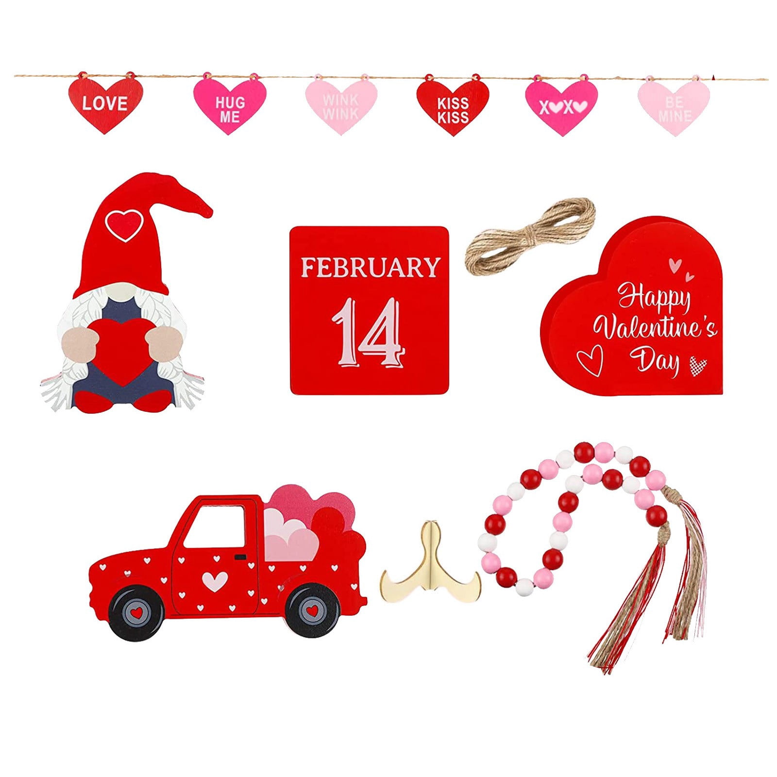Gunia Valentines Day Tiered Tray Decor Cute Wood Decorative Enthusiasts ...