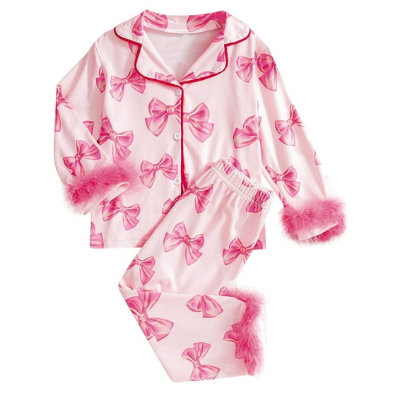 Gunia Valentines Pajamas Girls Bow Sweet Print Casual Comfort Set Pjs ...