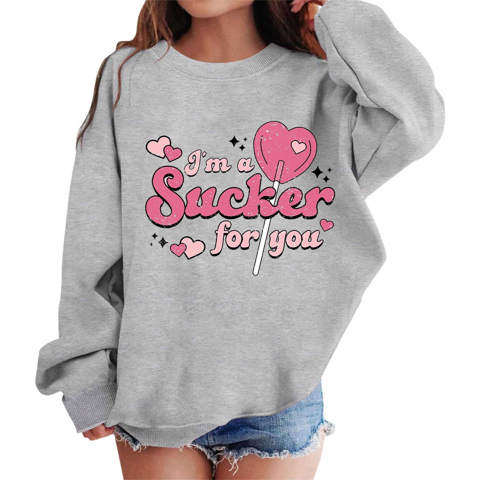 Gunia Valentines Sweatshirts For Teen Girls Letter Printed Casual ...