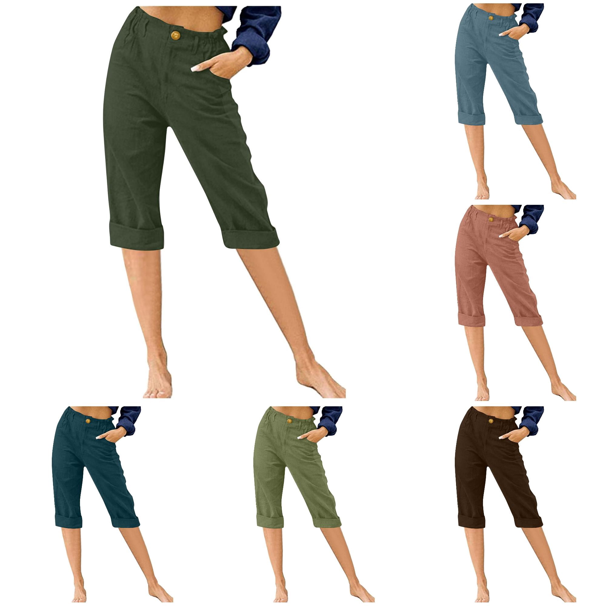 Gunia Women'S Capri Pants High Waisted Trendy Casual Elastic Waist ...