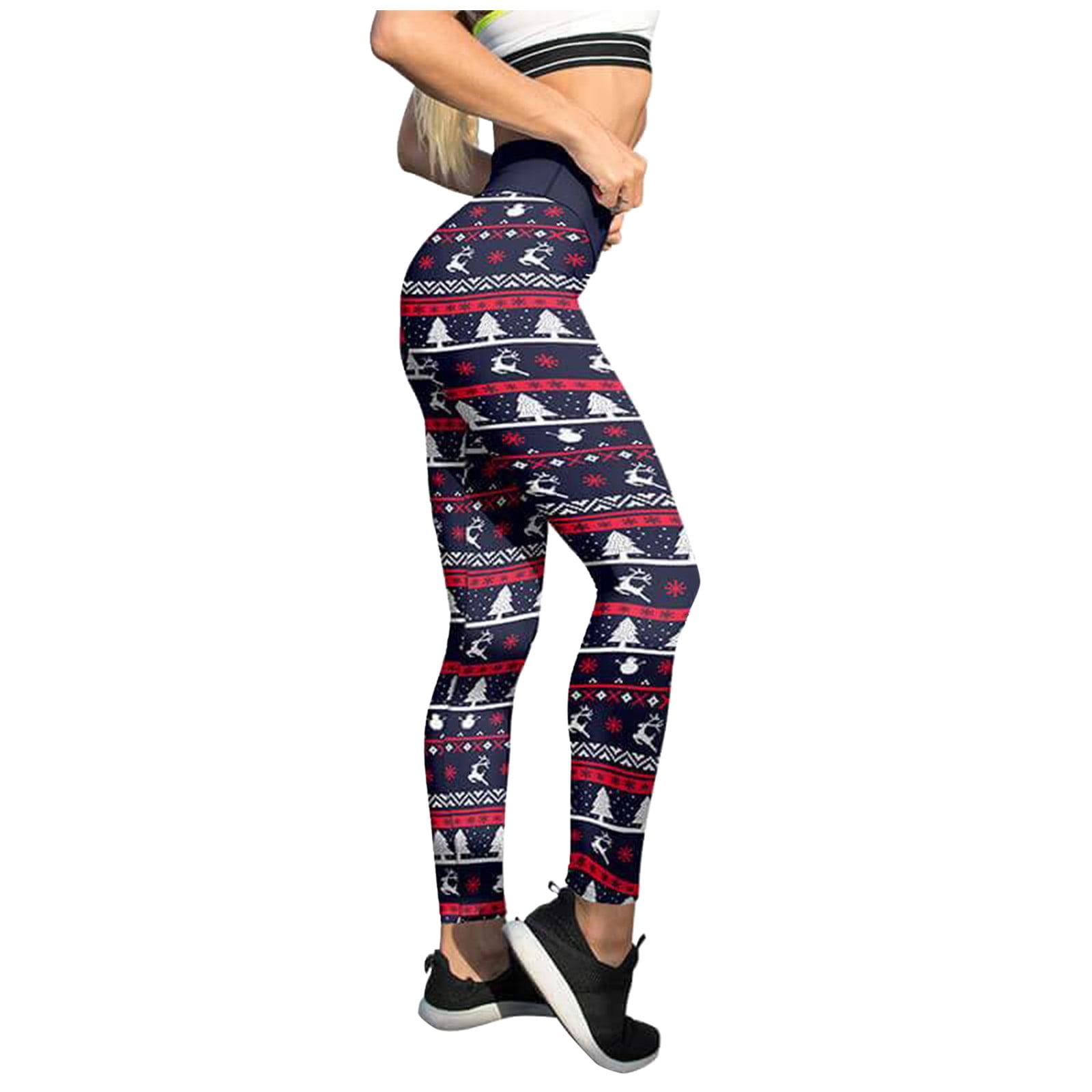 Gunia Womens Christmas Leggings Black Snowflake Printed Stretchy Tights ...