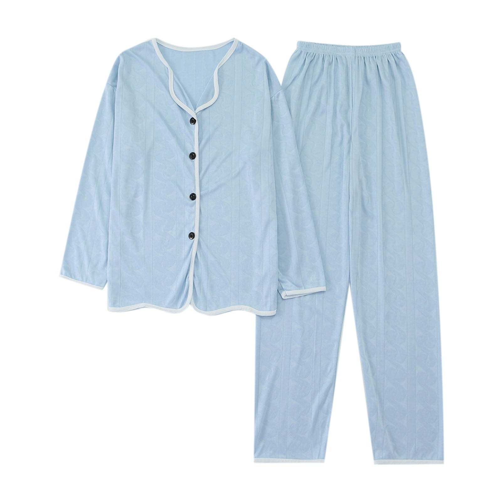Gunia Womens Pajama Sets Winter Long Pants Comfy Night Wear V Neck Two ...