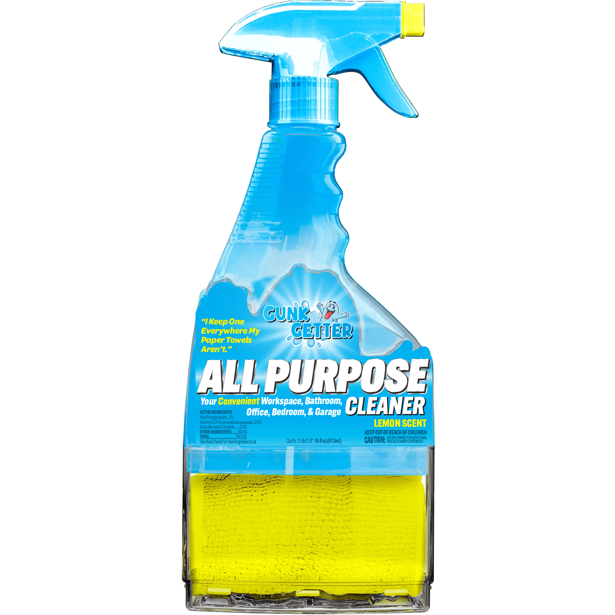 Gunk Getter - Spray Bottle with Microfiber Cap - All Purpose Cleaner 16 ...