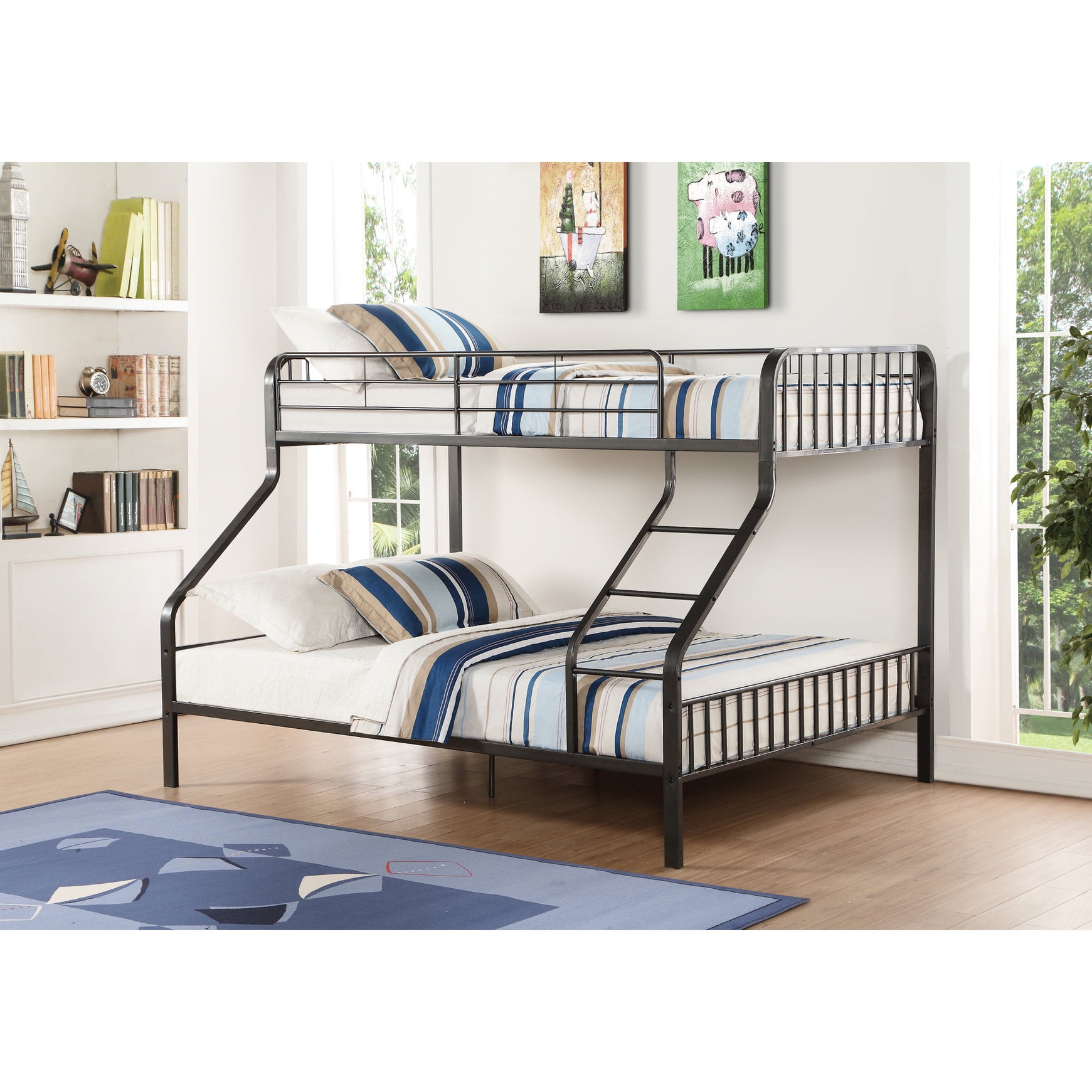 Gunmetal Bunk Bed, Twin Xl/queen Choices, Metal Structure, Slat Setup ...