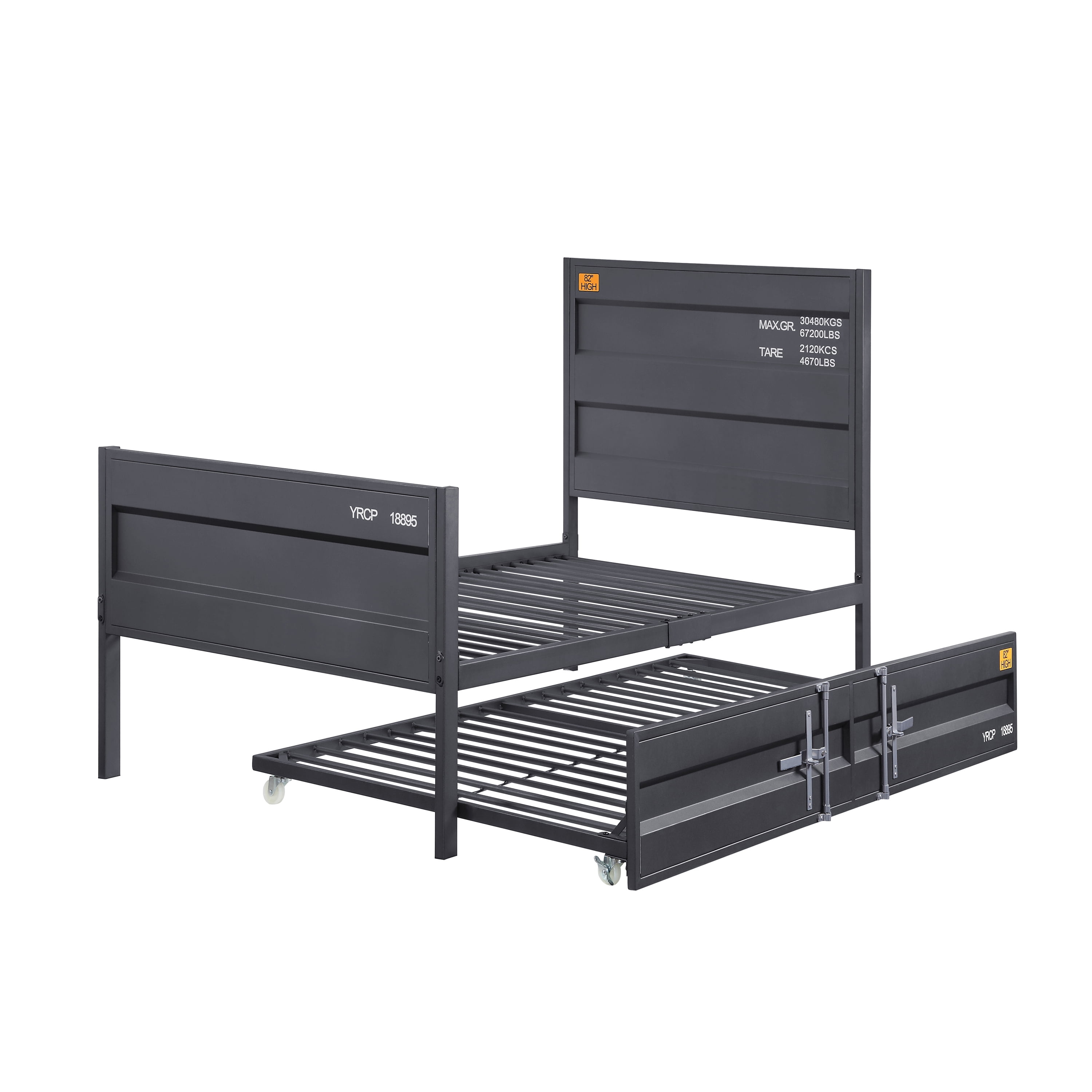 Gunmetal Cargo Container Platform Bed Frame - Modern Industrial Design ...